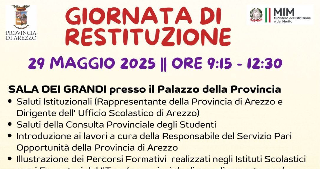29 maggio 2025 “Giornata della Restituzione” – Provincia di Arezzo